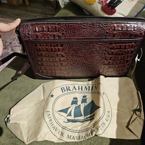 Brahmin | Bags | Brahmin Baby Basic Merlot Crocodile Embossed Leather ...